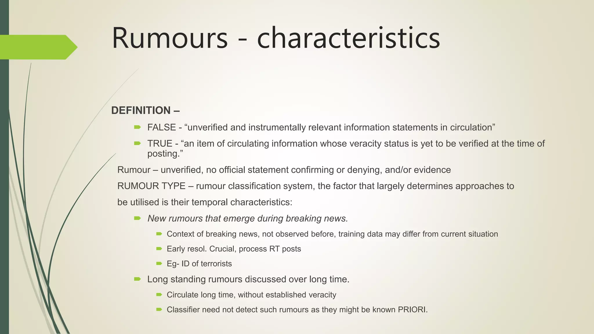 Detection and resolution of rumours in social media | PPTX