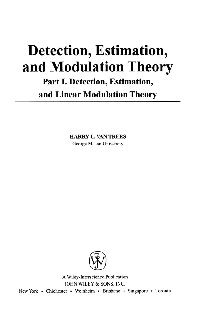Detection Estimation And Modulation Theory Part I Pdfdrive Pdf