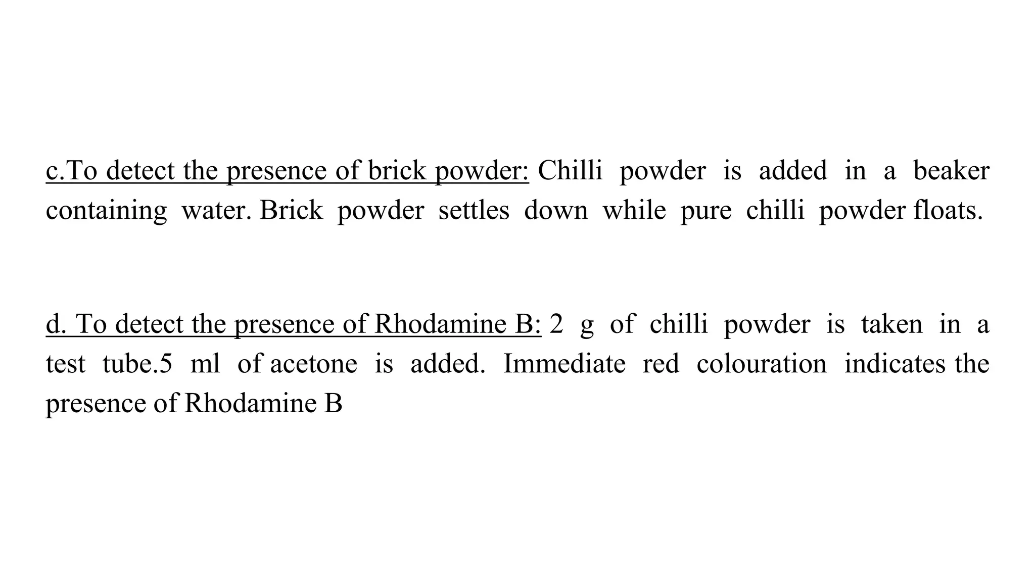 Detection of adulteration in turmeric and chilli powder | PPTX
