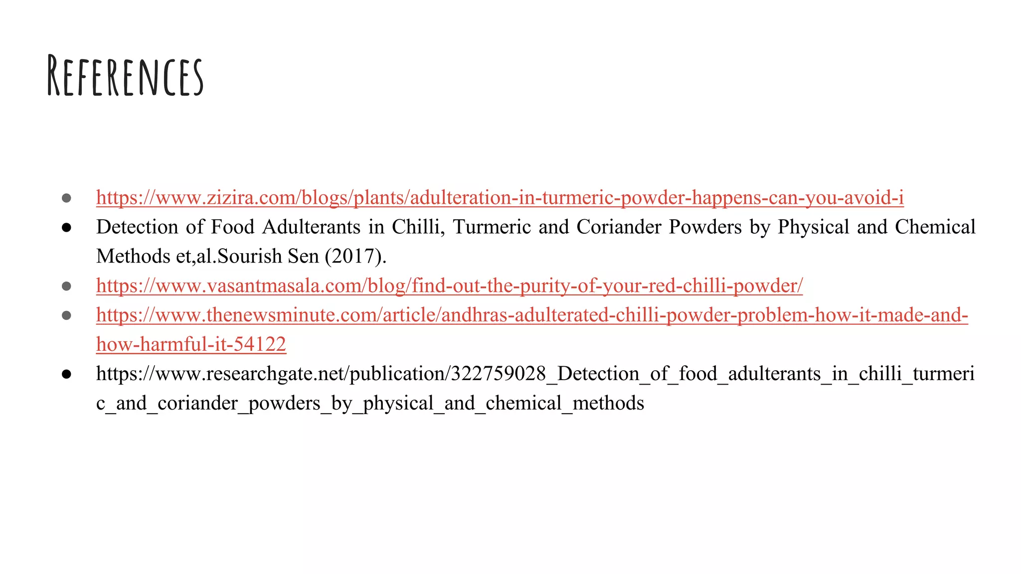 Detection of adulteration in turmeric and chilli powder | PPTX