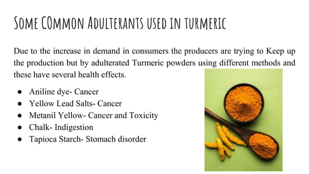 Detection of adulteration in turmeric and chilli powder | PPTX ...