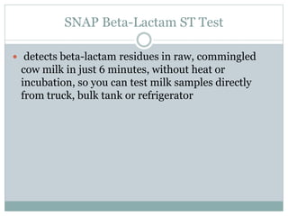 Detection of antibiotic residues in milk | PPTX