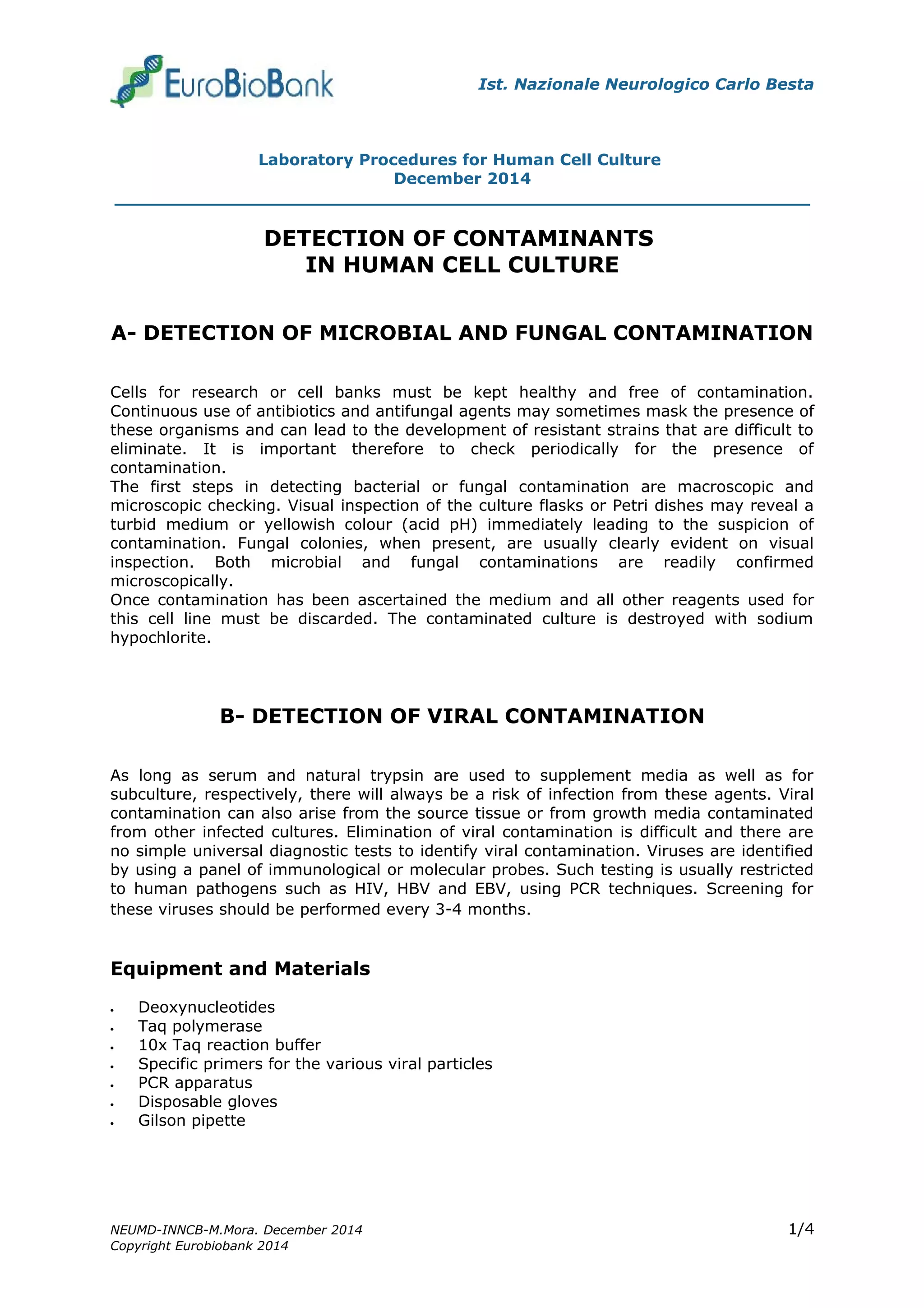 Detection of contaminants_in_human_cell_culture | DOC