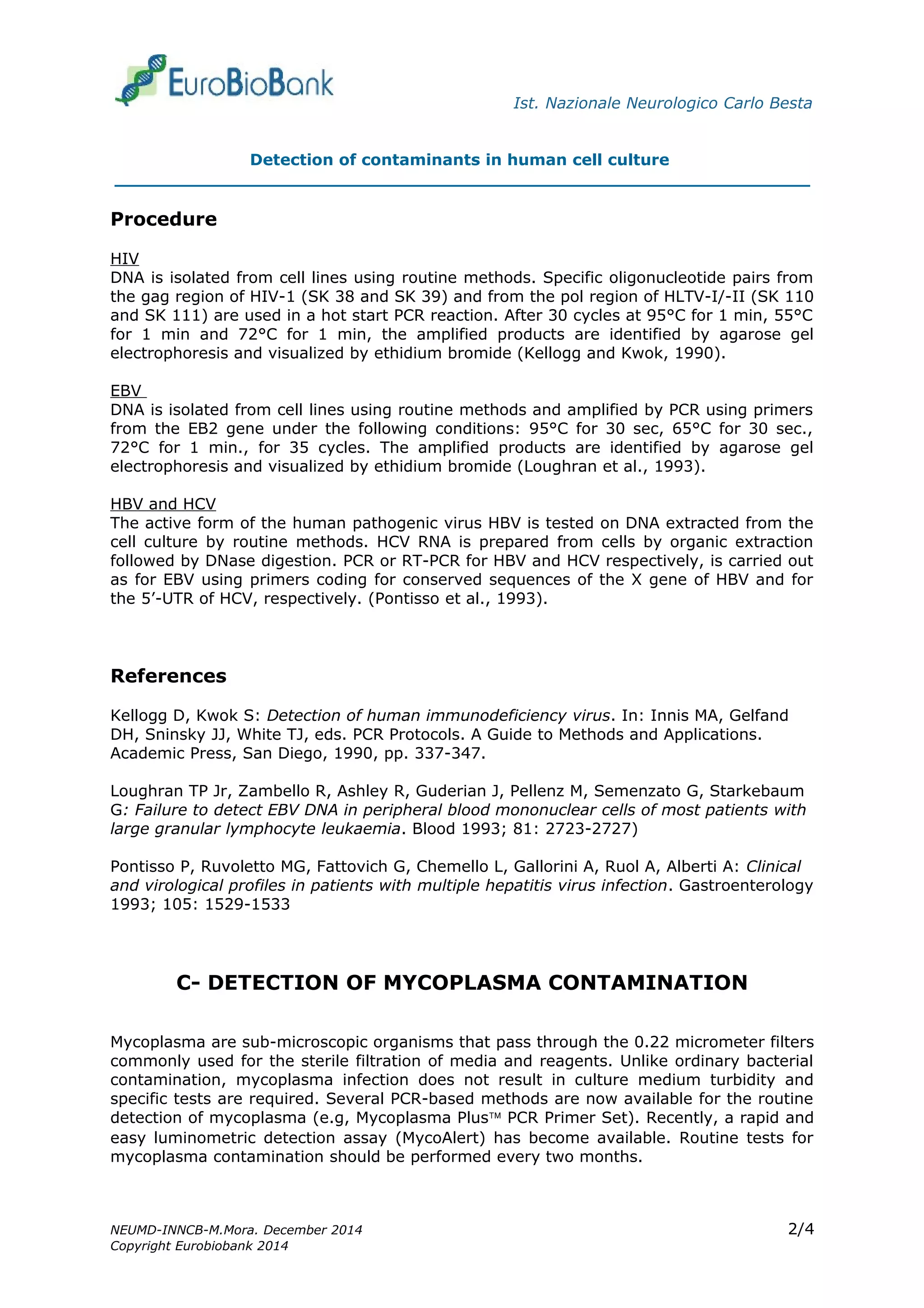 Detection of contaminants_in_human_cell_culture | DOC