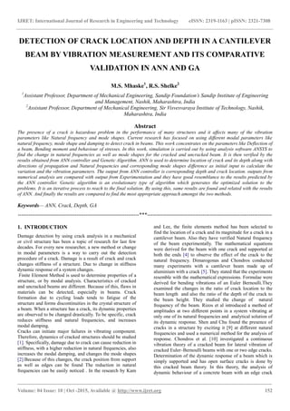 Detection of crack location and depth in a cantilever beam by vibration measurement and its ...