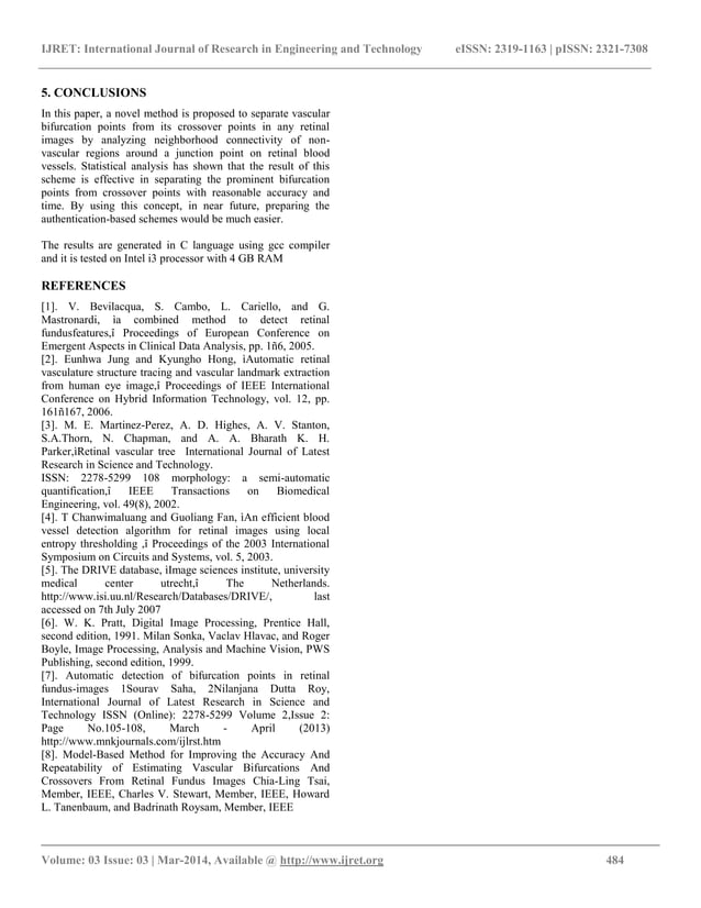Detection Of Crossover And Bifurcation Points On A Retinal Fundus Image By Analyzing Neighborhood