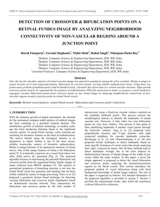 Detection of crossover & bifurcation points on a retinal fundus image by analyzing neighborhood ...
