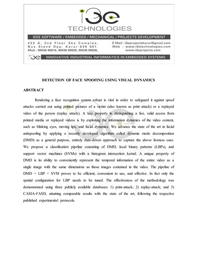 Detection Of Face Spoofing Using Visual Dynamics Pdf 0794