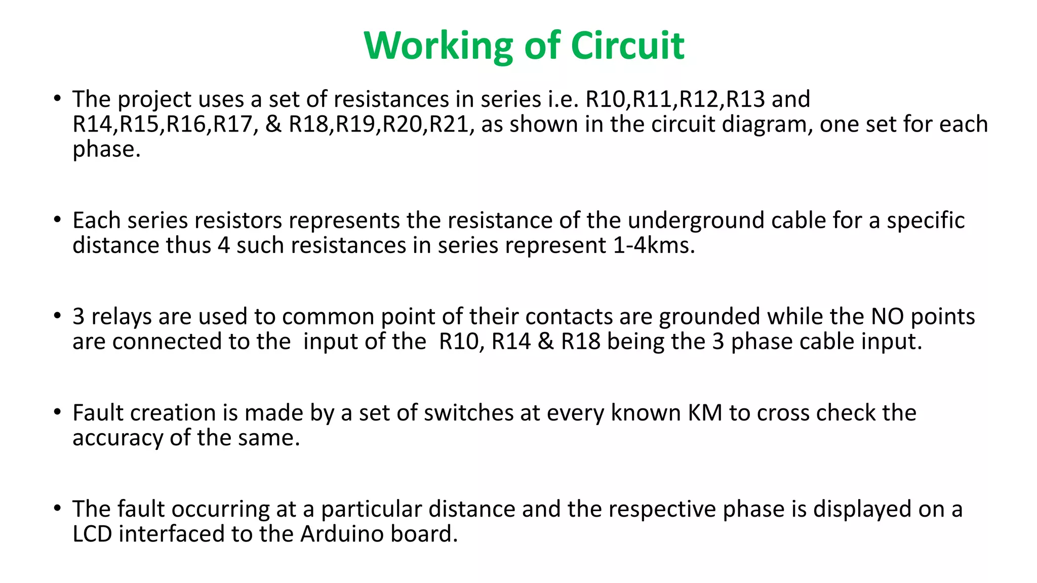 Detection of fault location in underground cable using arduino | PPTX