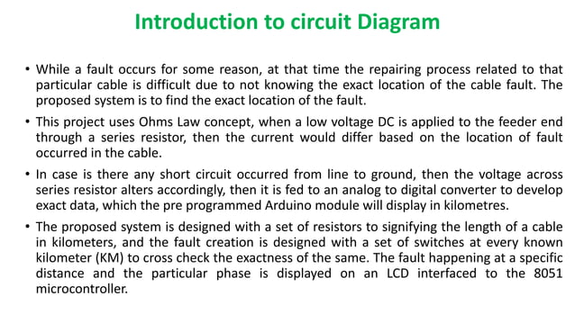 Detection of fault location in underground cable using arduino | PPTX