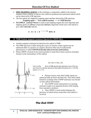 Detection Of Free Radical | PDF