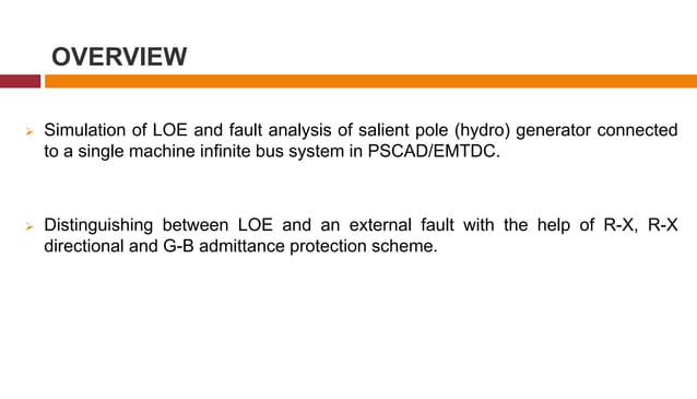 Detection Of Generator Loss Of Excitation Loe Ppt