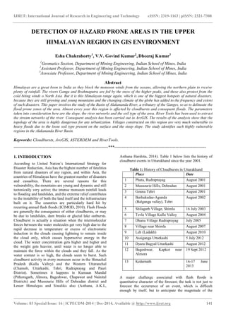 Detection of hazard prone areas in the upper himalayan region in gis ...