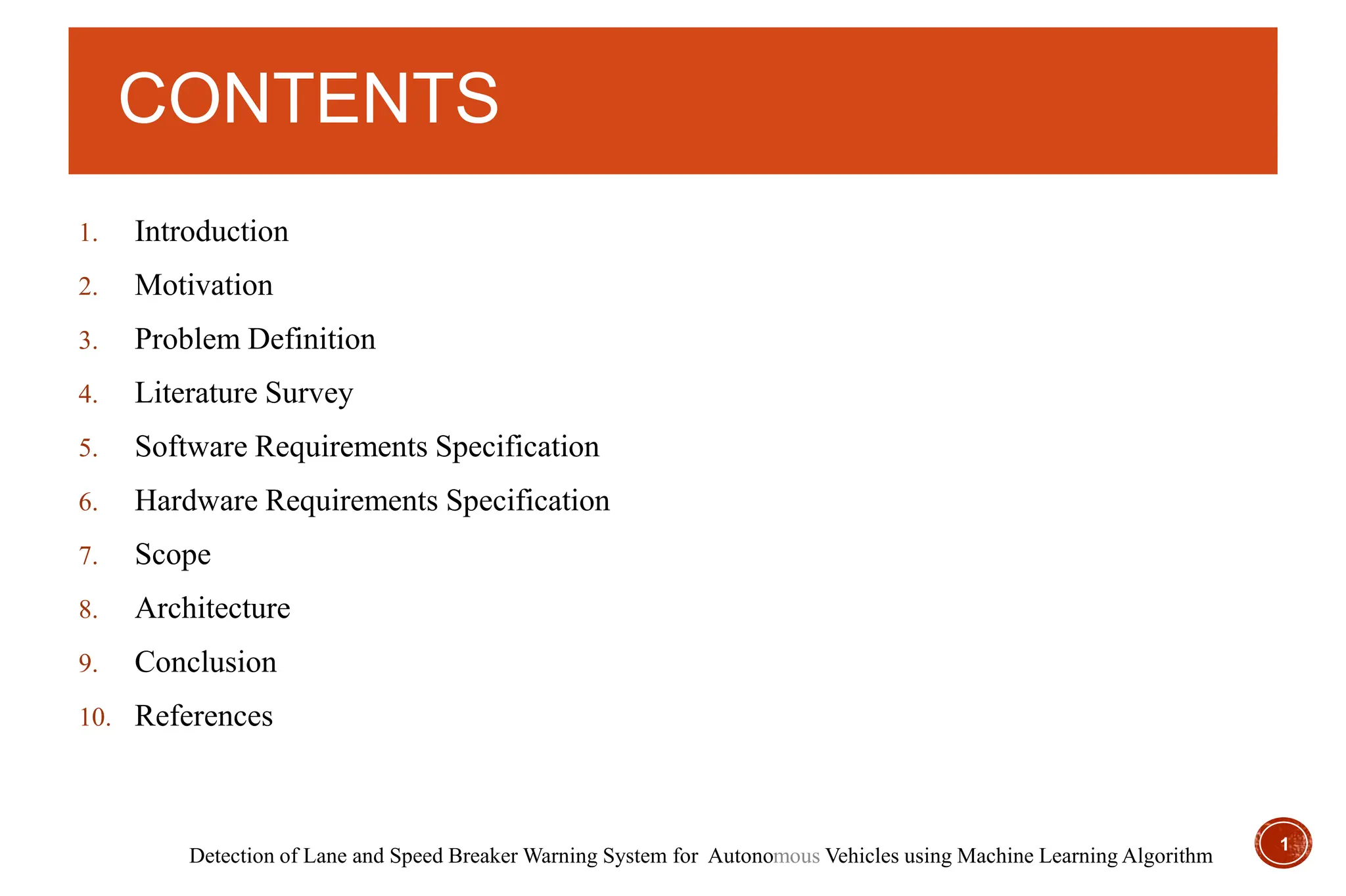 Detection Of Lane And Speed Breaker Pptx