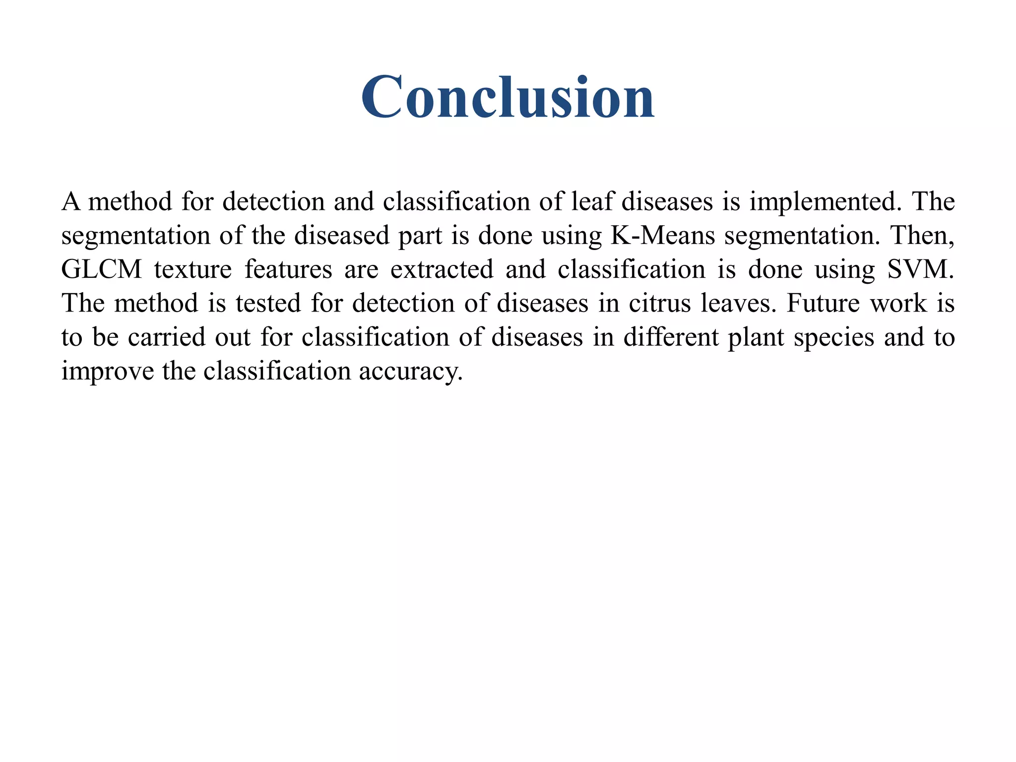 Detection of leaf diseases and classification using digital image processing | PDF