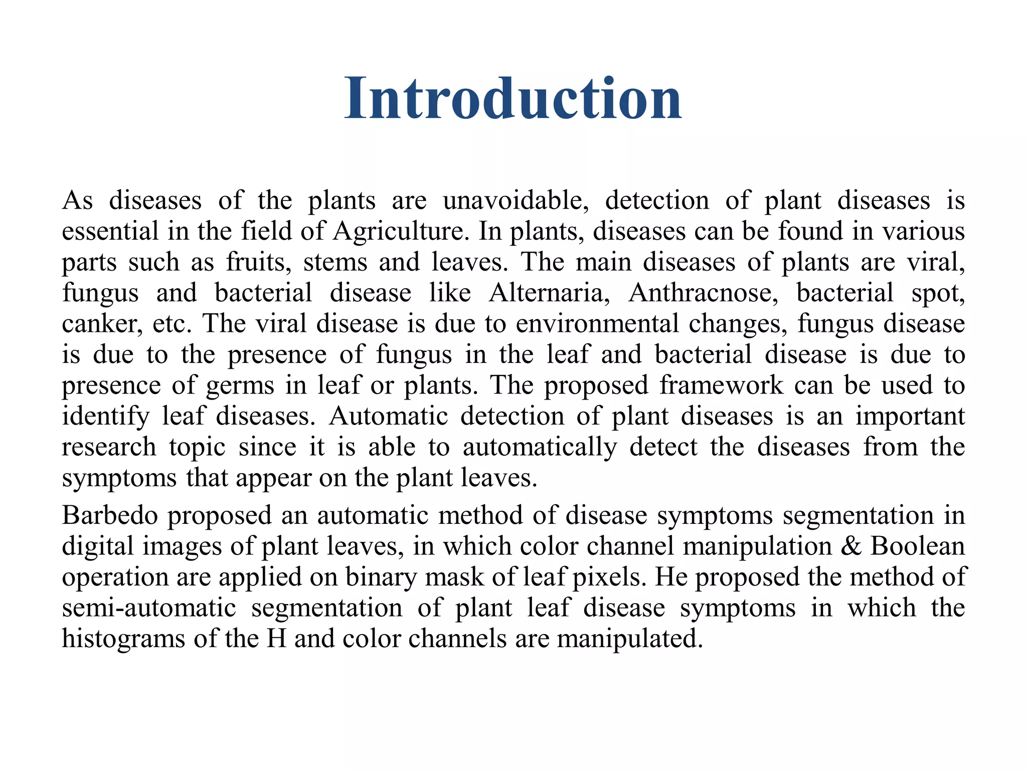 Detection Of Leaf Diseases And Classification Using Digital Image Processing Ppt