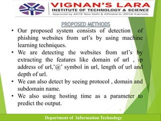 DETECTION OF PHISHING WEBSITE FROM URL'S BY USING CLASSIFICATION ...