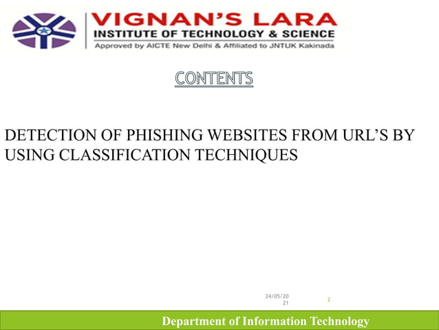 DETECTION OF PHISHING WEBSITE FROM URL'S BY USING CLASSIFICATION ...