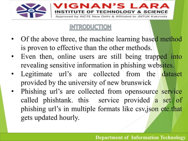 DETECTION OF PHISHING WEBSITE FROM URL'S BY USING CLASSIFICATION TECHNIQUES project.pptx