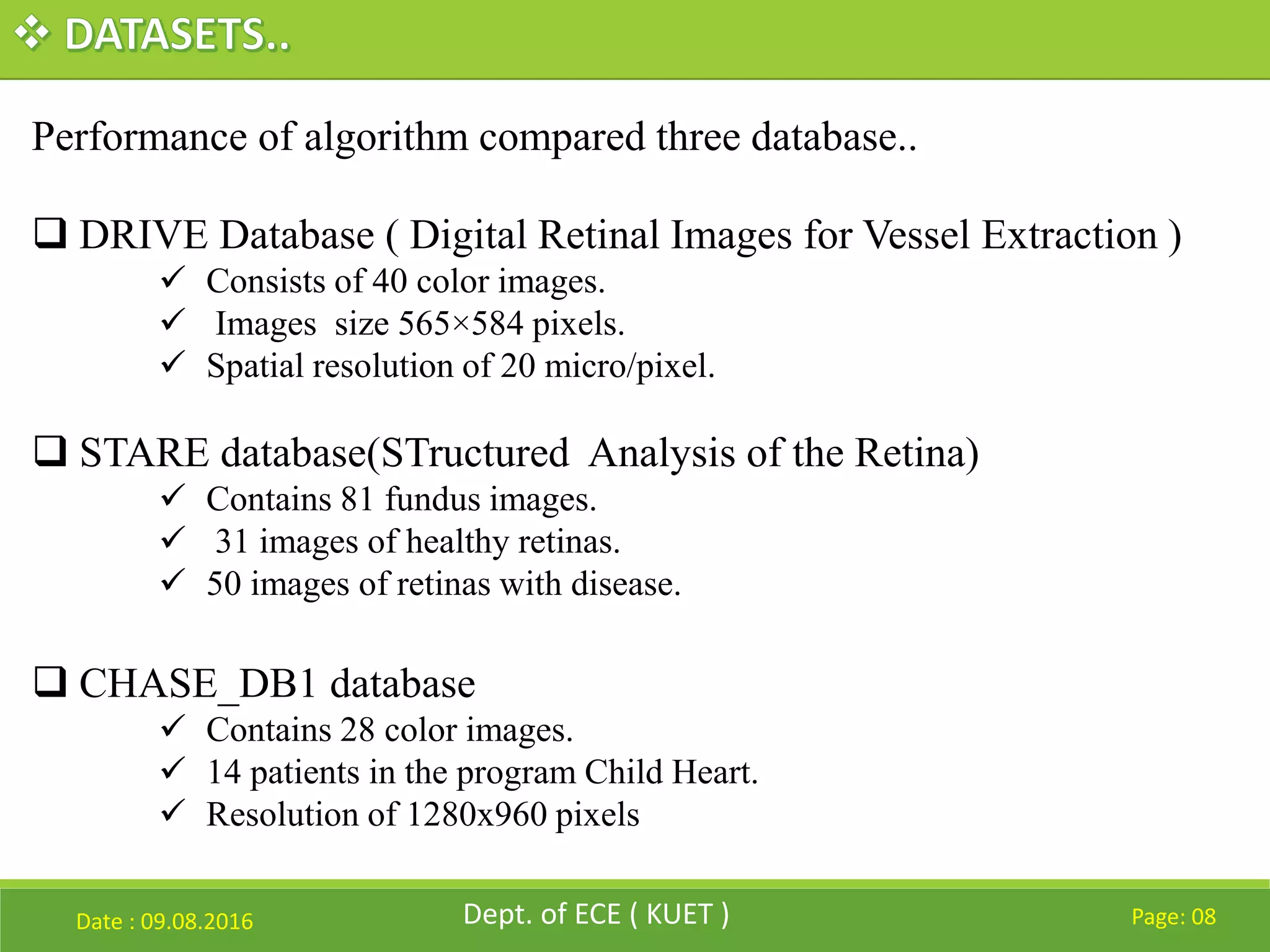 Detection of retinal blood vessel | PPT