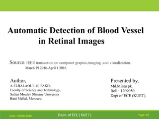 Detection of retinal blood vessel | PPT