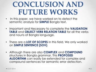 Detection of semantic errors from simple bangla sentences | PPT