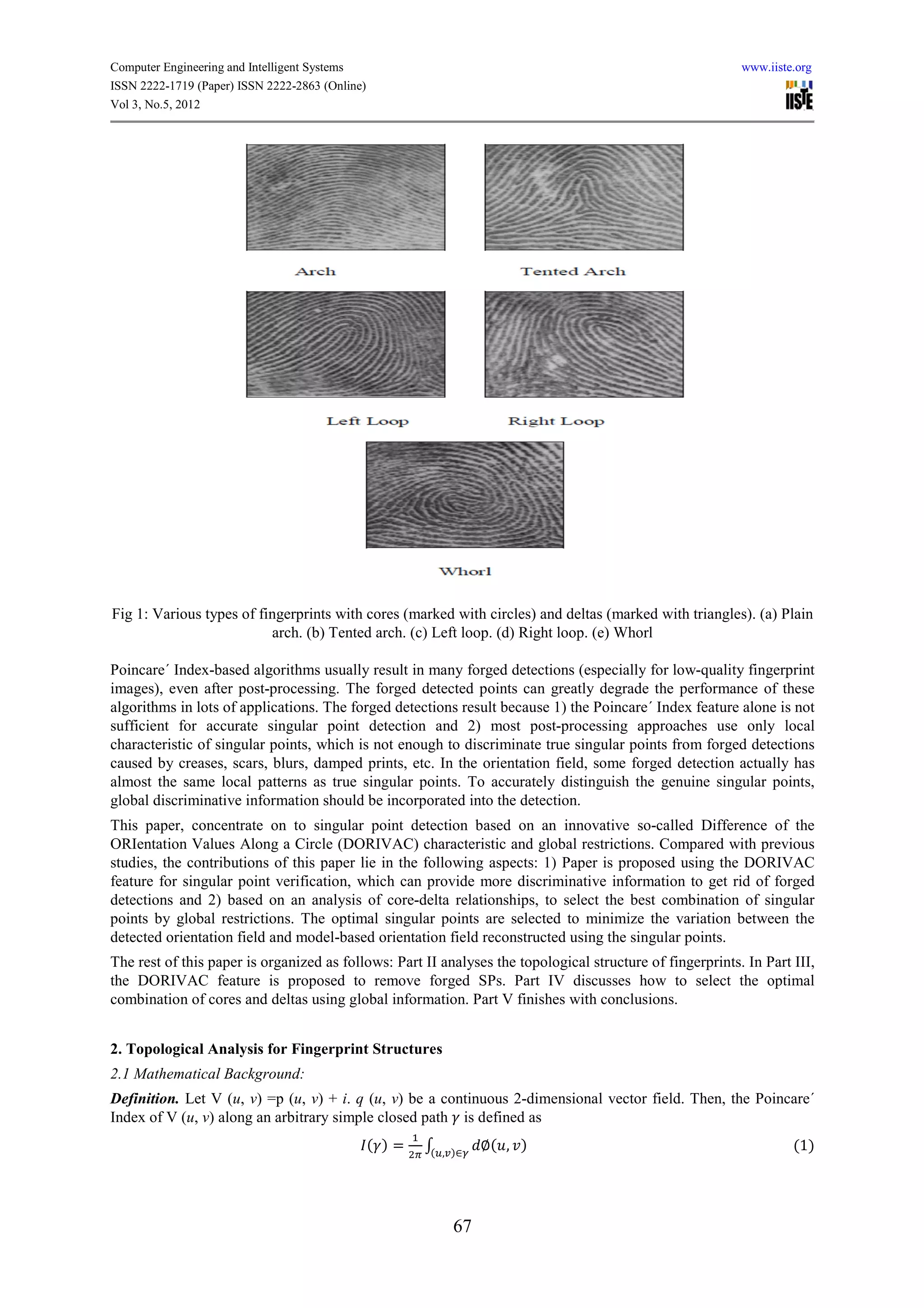 Detection Of Singular Points From Fingerprint Images Using An Innovative Algorithm Pdf