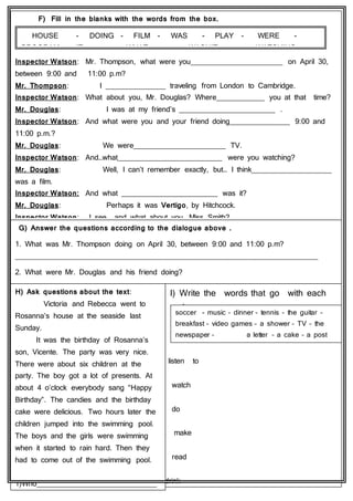 Detective story past simple and continuous (2) | DOC