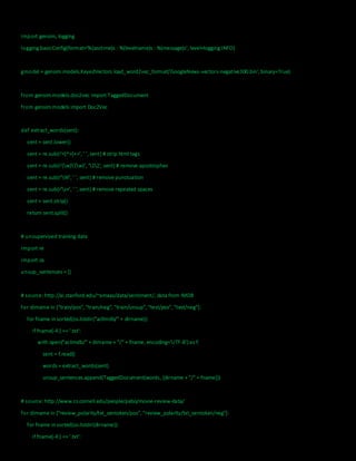 Detect Negative and Positive sentiment in user reviews using python word2vec code | PDF