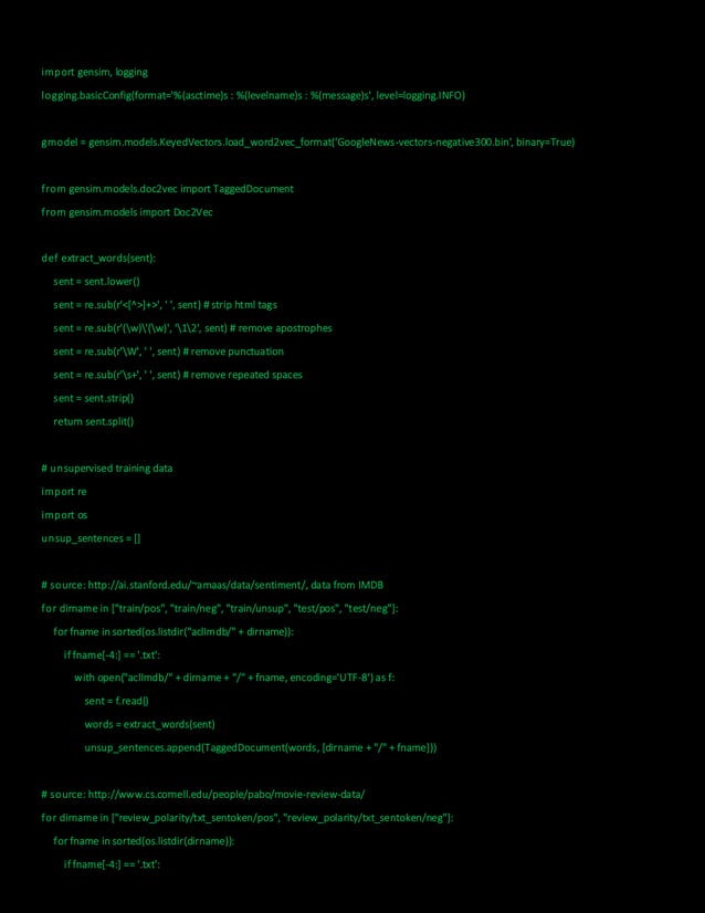 Detect Negative and Positive sentiment in user reviews using python word2vec code | PDF