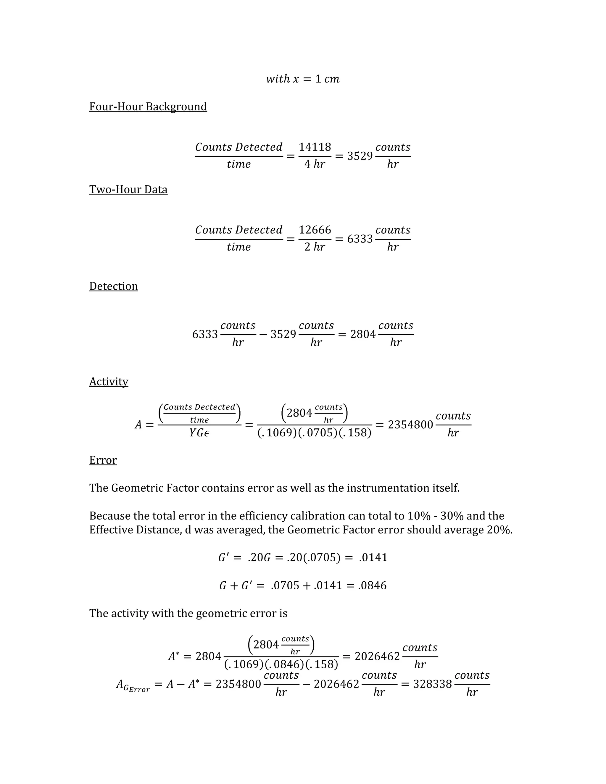 Detector efficiency (1) | DOCX | Chemistry | Science