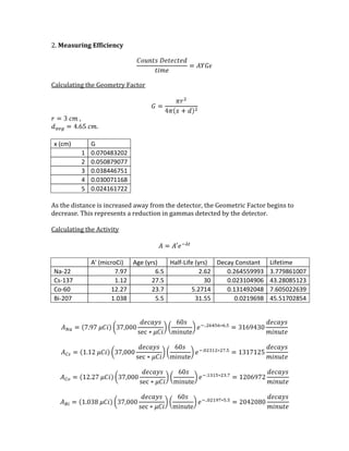Detector efficiency (1) | DOCX | Chemistry | Science