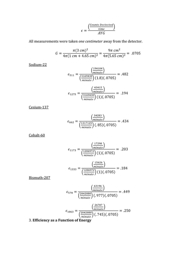 Detector efficiency (1) | DOCX | Chemistry | Science