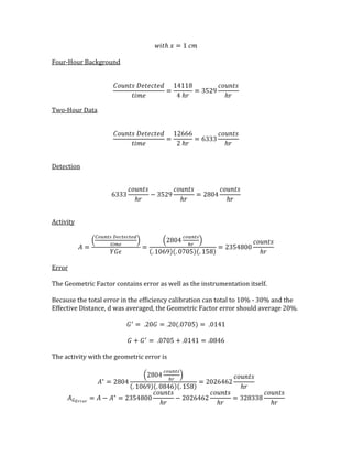 Detector efficiency (1) | DOCX | Chemistry | Science
