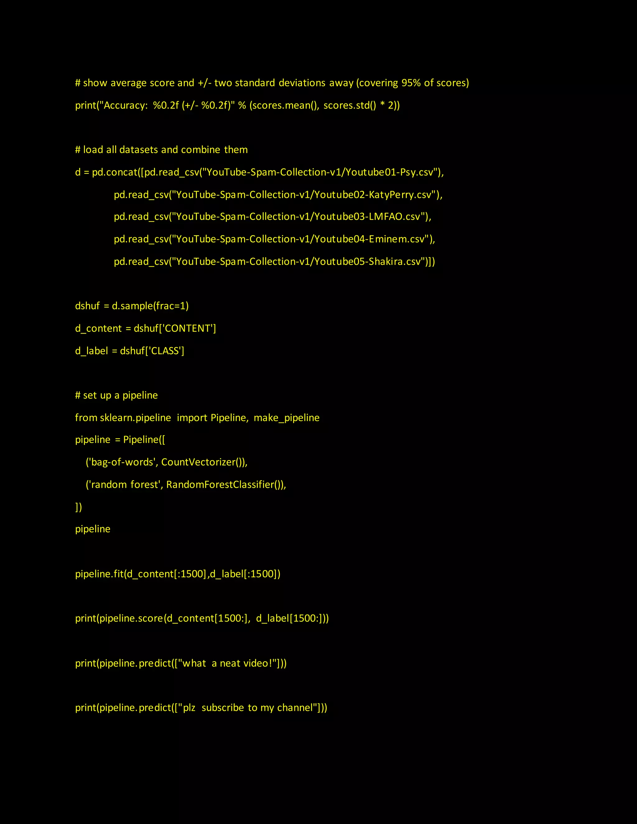 Detect spam comments youtube videos and app store reviews | PDF