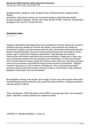Deteksi Dini - ADHD (Attention Deficit Hyperactive Disorders) | PDF