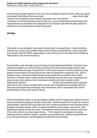 Deteksi Dini - ADHD (Attention Deficit Hyperactive Disorders) | PDF