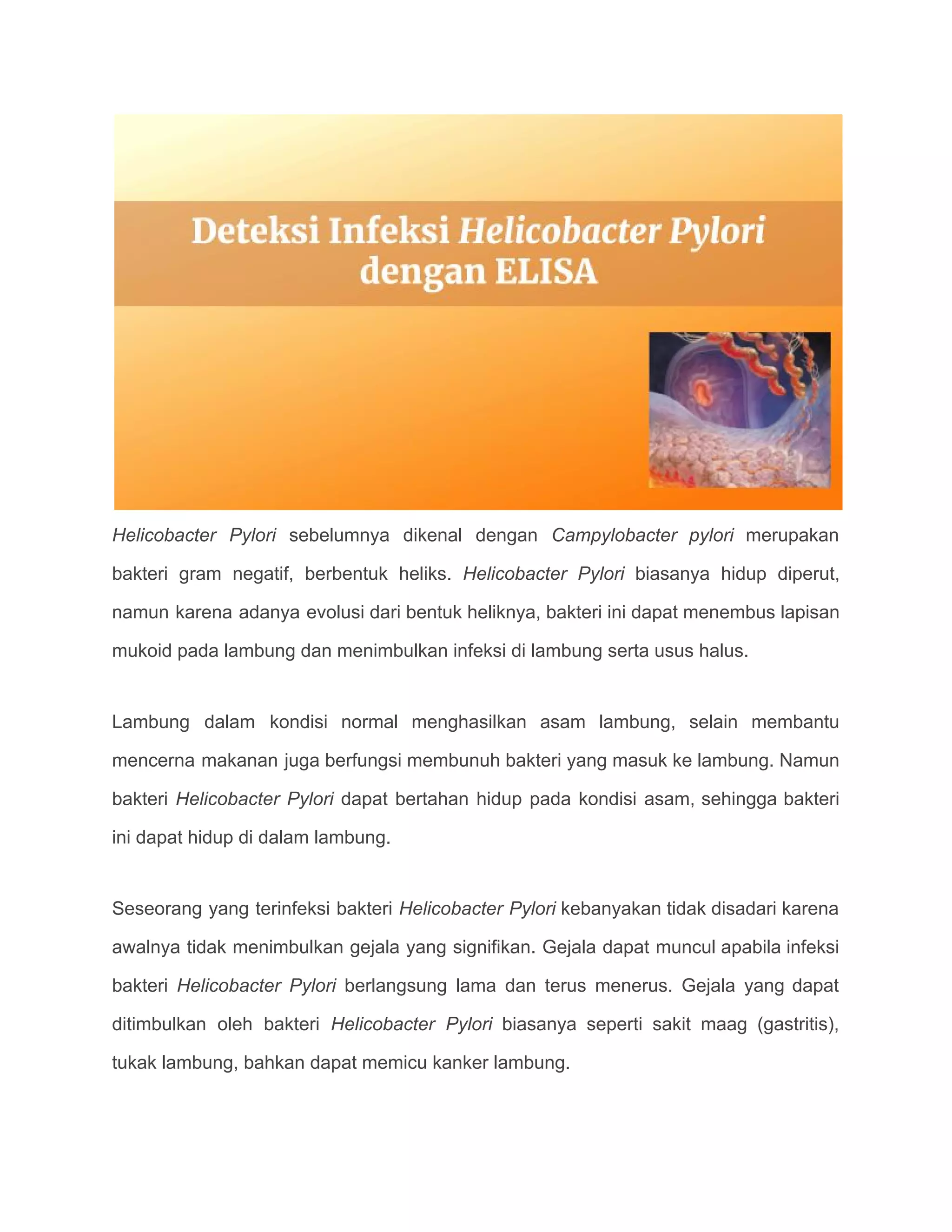Deteksi infeksi helicobacter pylori dengan elisa | PDF