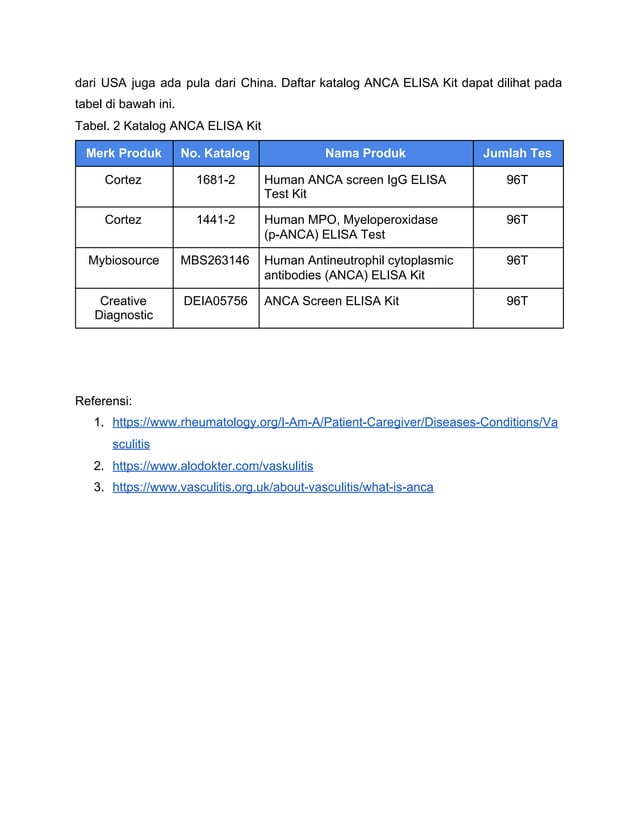 Deteksi vaskulitis dengan pemeriksaan anca | PDF