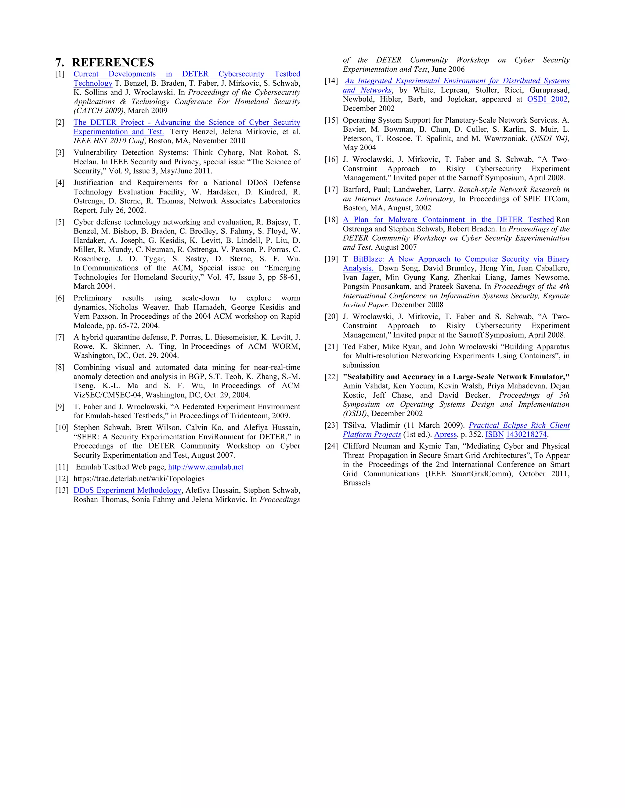 The Science of Cyber Security Experimentation: The DETER Project | PDF