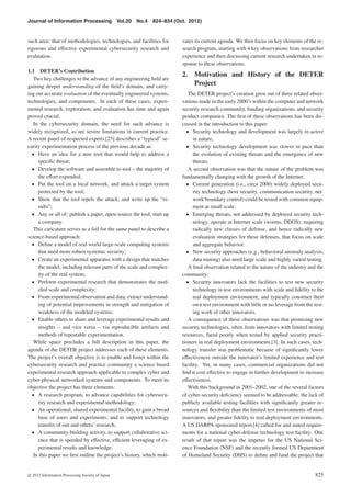 The DETER Project: Towards Structural Advances in Experimental ...