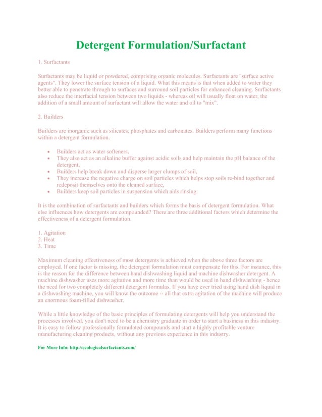 Detergent formulation | DOCX