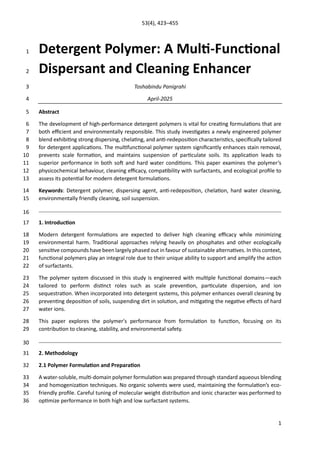 Detergent Polymer A MultiFunctional Dispersant and Cleaning Enhancer | PDF