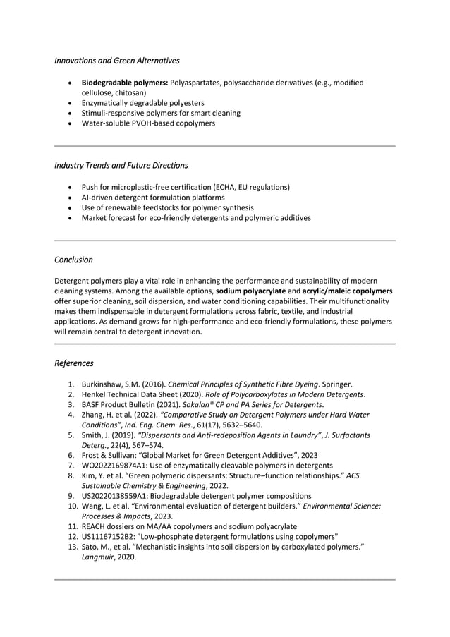 Detergent Polymers in Modern Cleaning Formulations | PDF