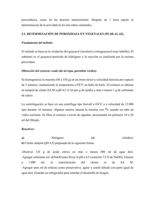 Determinación de actividad de peroxidasa y de su regeneración | DOCX
