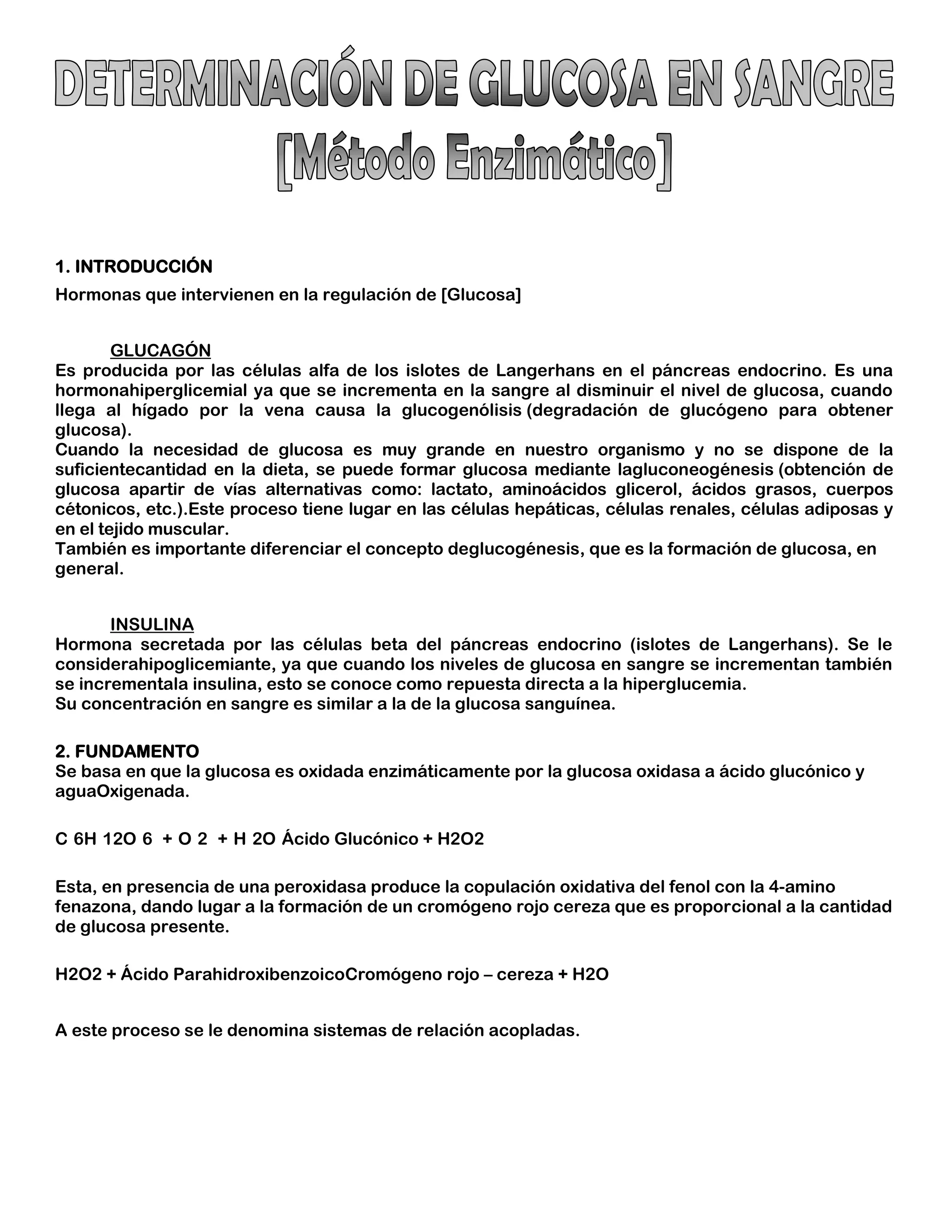 Determinación de glucosa | DOCX