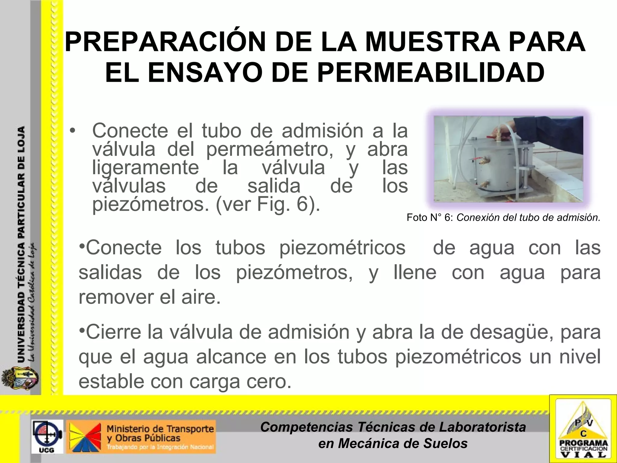 Determinación del Coeficiente de Permeabilidad para Suelos Granulares | PPT