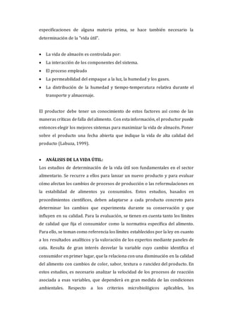 Determinación experimental de la vida util de un producto ...