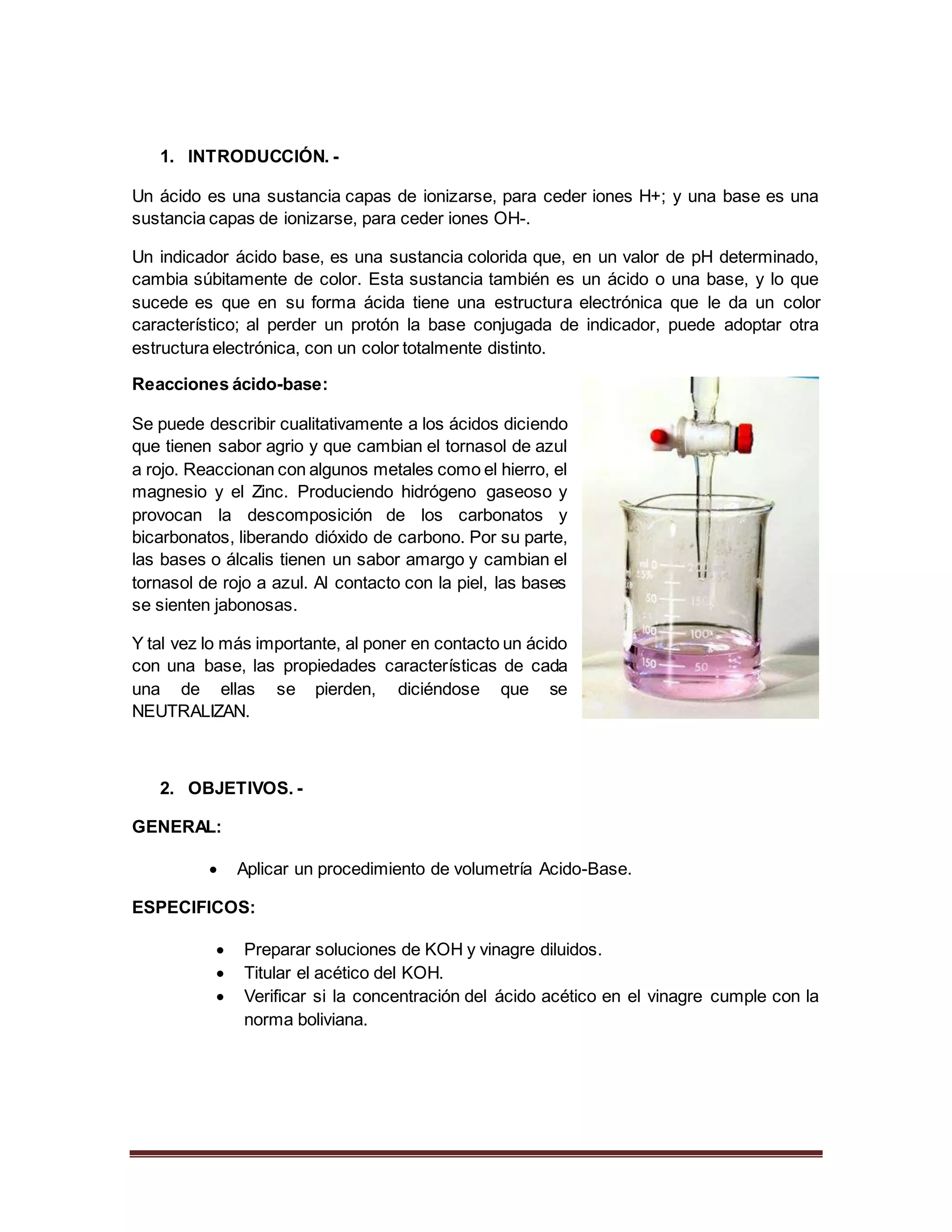 Determinacion del acido acetico del vinagre | DOCX