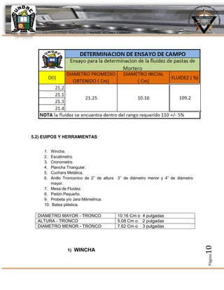 Determinacion de la fluidez consistencia normal | PDF